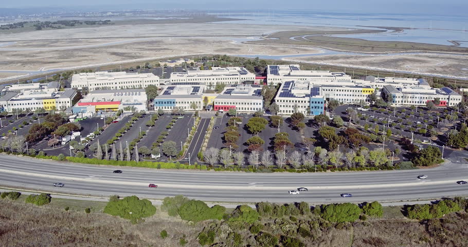 16 October, 2016. Menlo Park, California. Aerial Drone Of Facebook ...