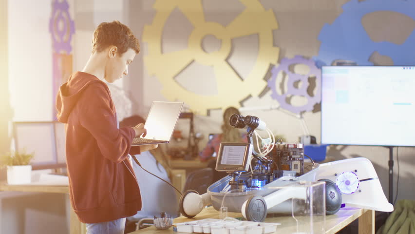 Boy Builds Fully Functional Robot Stock Footage Video (100% Royalty ...