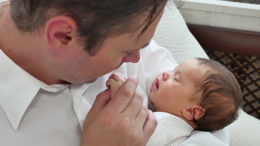 Stock video of dad lulls newborn. baby is sleeping | 27683494 ...