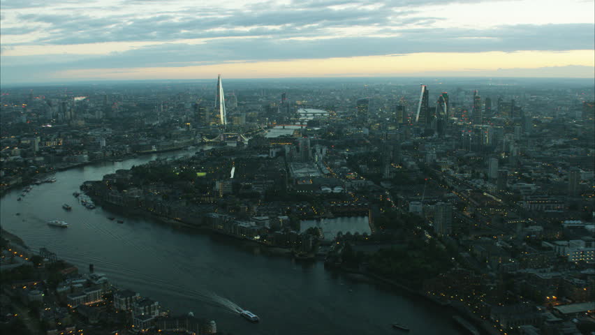 Aerial Distant Sunset View of Stock Footage Video (100% Royalty-free ...