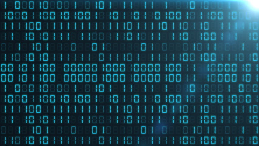 Screen Of Blue Binary Code Moving From Left To Right, Seen From Above ...