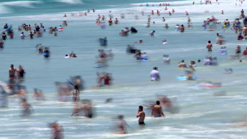 Waves Slamming Into People Wading Stock Footage Video (100% Royalty ...