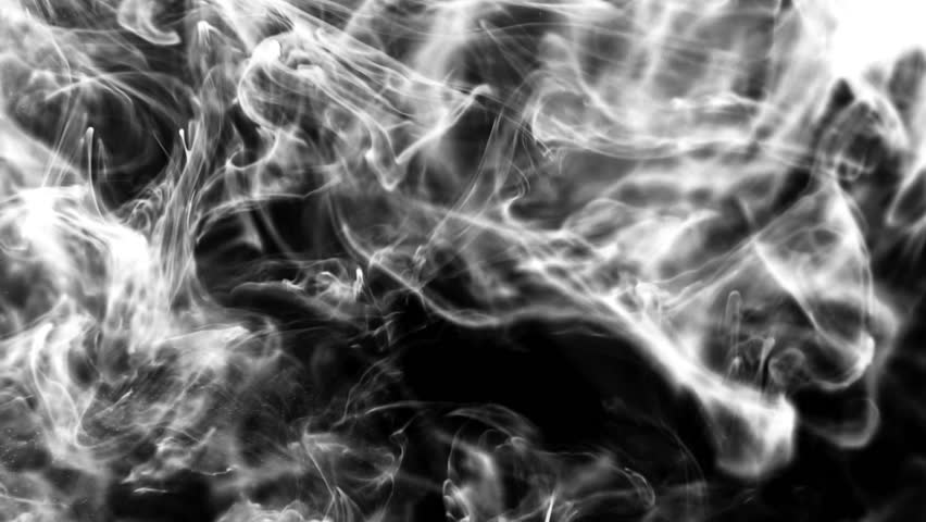 Black Ink Explosion On White Background. Ink Drops Swirling In Water ...