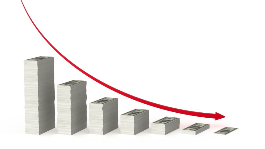Graph Falling with Paper Money Stock Footage Video (100% Royalty-free ...