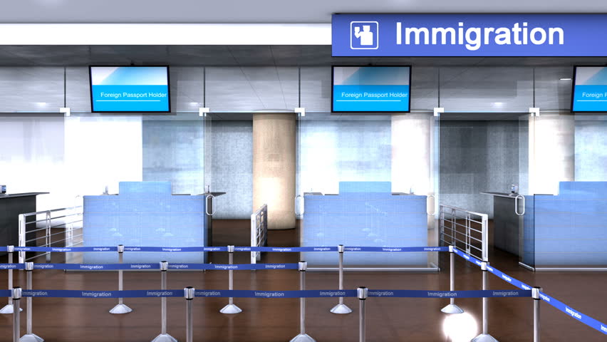 Airport Immigration Counter, 3d Animation. Stock Footage Video (100% ...