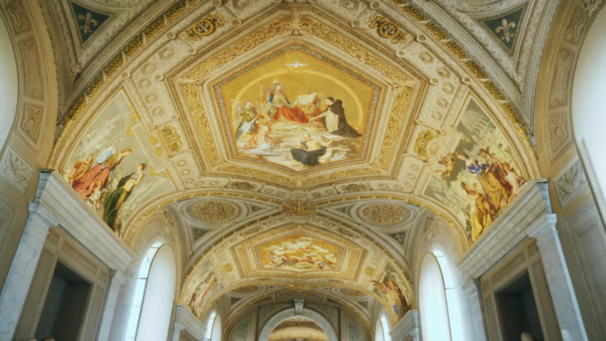 ROME, ITALY / OCTOBER 3RD 2015: 4k Church Ceiling Fresco Oil Religious ...