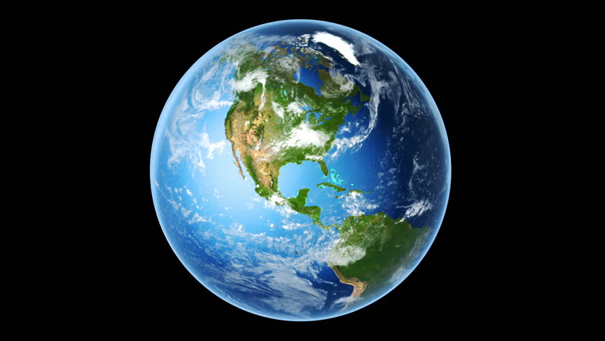 Realistic Earth Rotating On White (Loop). Globe Is Centered In Frame ...