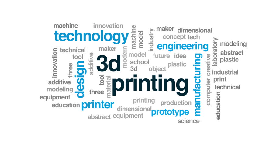 3D Printing Animated Word Cloud, Text Design Animation. Stock Footage ...