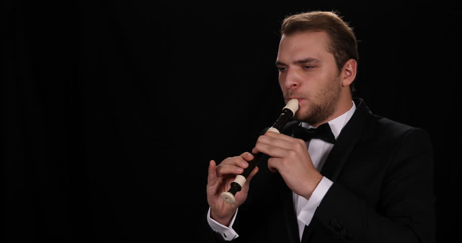 Stock video of recorder flute player gifted musician man | 30492094 ...