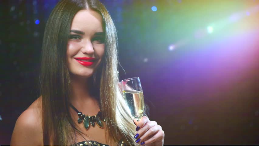 Sexy Model Woman With Glass Of Champagne Wearing Venetian Masquerade ...
