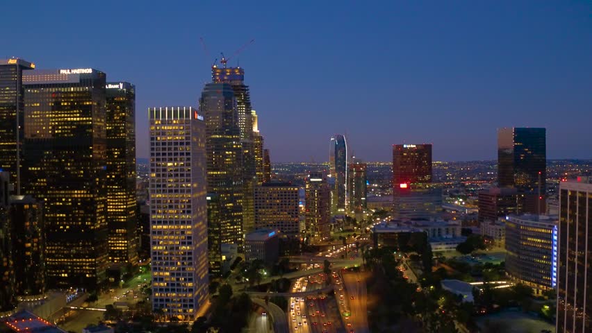 Down Town Los Angeles Aerial Stock Footage Video (100% Royalty-free ...