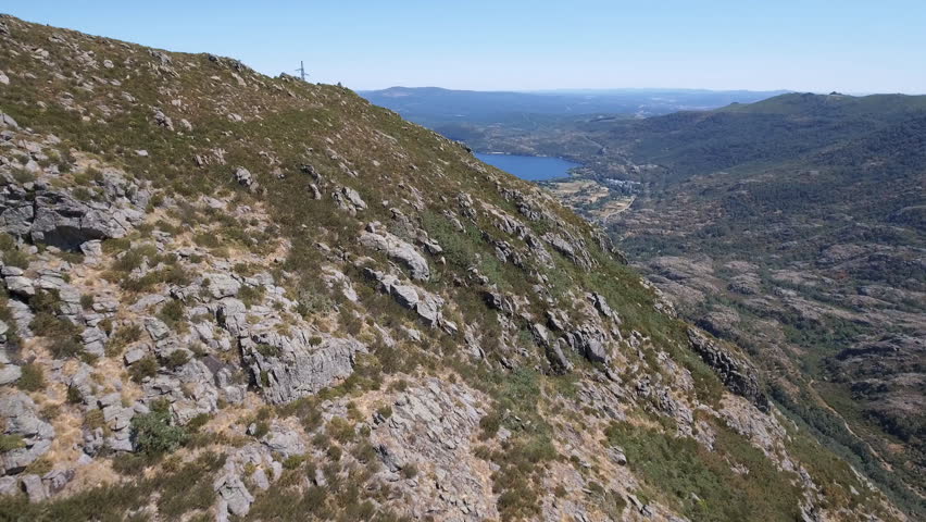Aerial, Flight Over Stony Desert At Cela, Portugal - Native Material ...