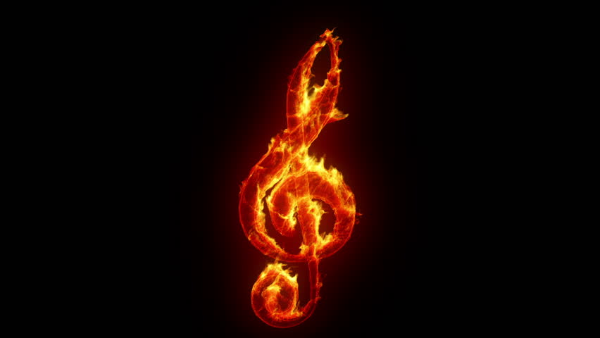 The Treble Clef Symbol Burnin Hot. Seamless Loop Includes Alpha Matte ...