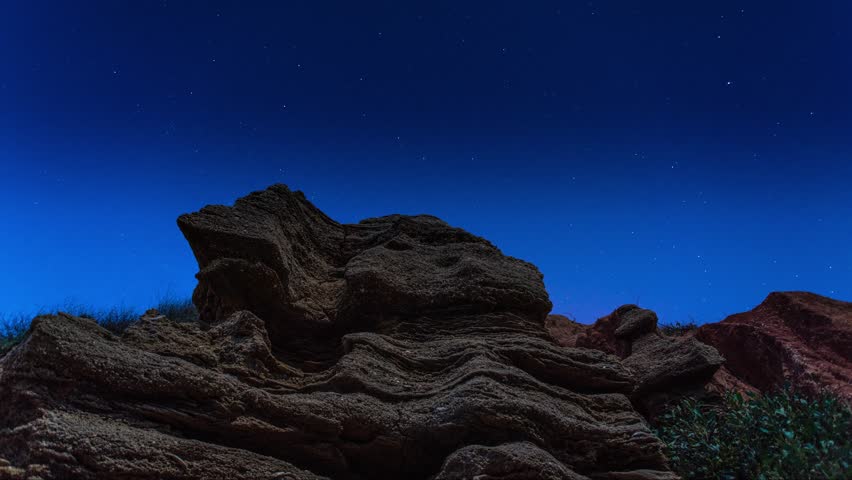 Night Stars Timelapse Over Red Rock Canyon Cliff Mountains Buttes Stock ...