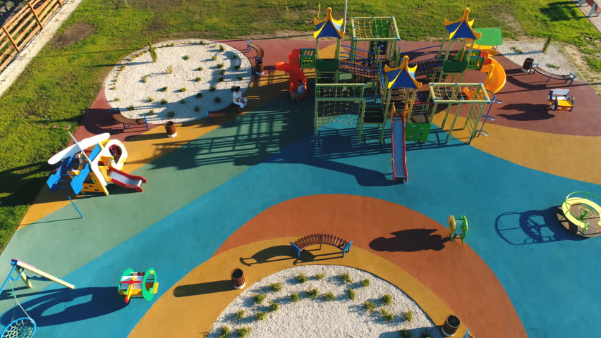 Stock video of aerial view on children's playground in | 31843414 ...
