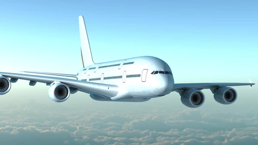 Shiny Passenger Plane Flying On A Green Background Stockowy materiał ...