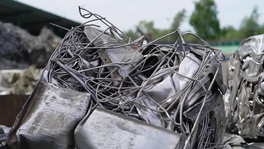 Stock Video Clip of large pressed briquettes with metal scrap are ...