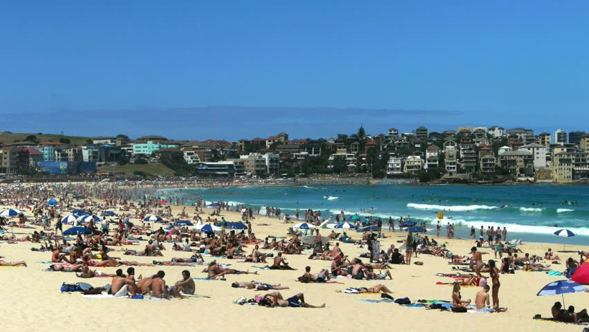 Thousands Pack Bondi Beach On Stock Footage Video (100% Royalty-free ...