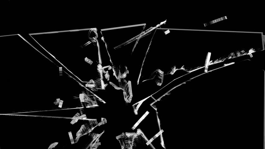 Cracked And Shattered Black Glass With Slow Motion. Alpha Is Included ...