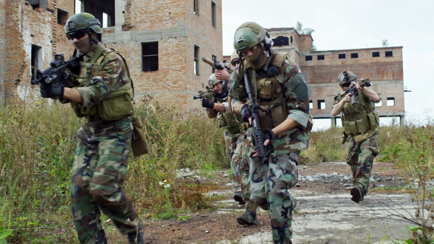 Military Squad Armed With Shotguns Forming-up Stock Footage Video ...