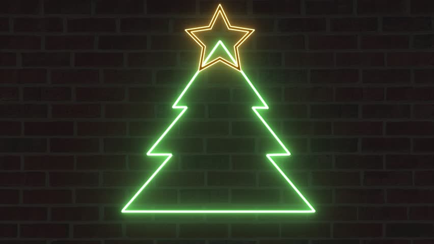 Neon Christmas Tree and Lights and Decorations image - Free stock photo ...