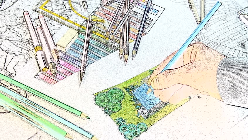 Landscape Architect At Work. Designed Footage. Stock Footage Video ...