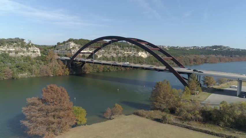 Aerial Of The Pennybacker Bridge And Lake Austin In Austin, Texas Stock ...