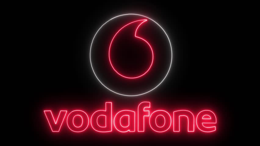 Vodafone Logo with Neon Lights. Stock Footage Video (100% Royalty-free ...