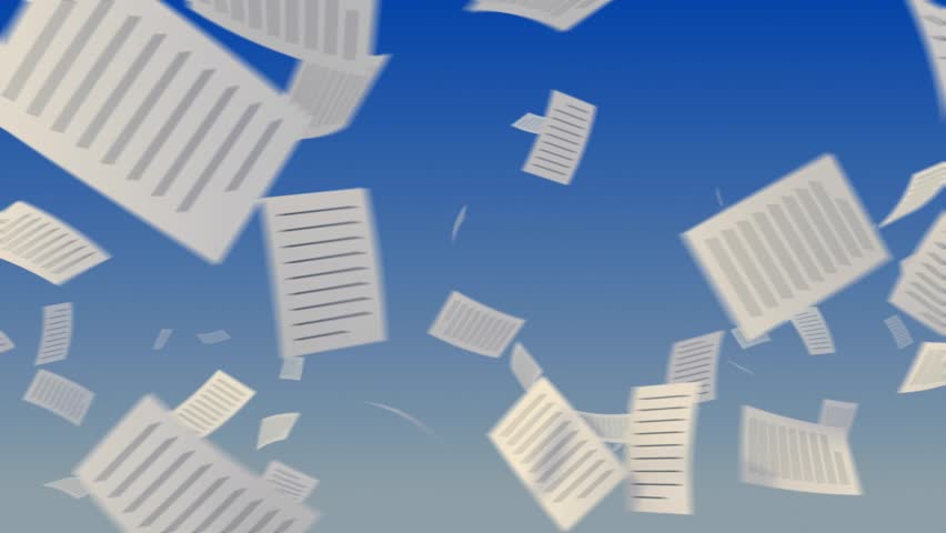 Stock Video Clip of Flying papers on sky background. Progressive ...