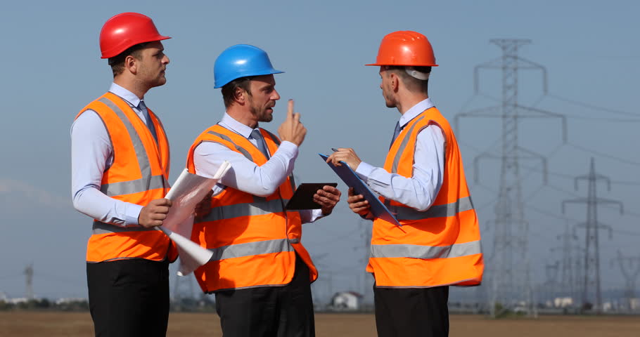 Engineers Person Partners Discuss Show Industrial Area Working Planning ...