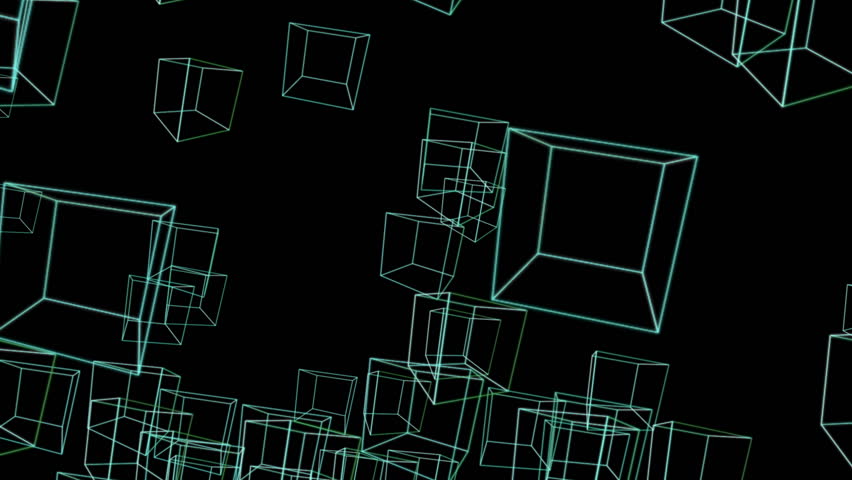 4k Abstract 3d Box Mesh Cube Frame Line Wireframe Space Particle Design ...
