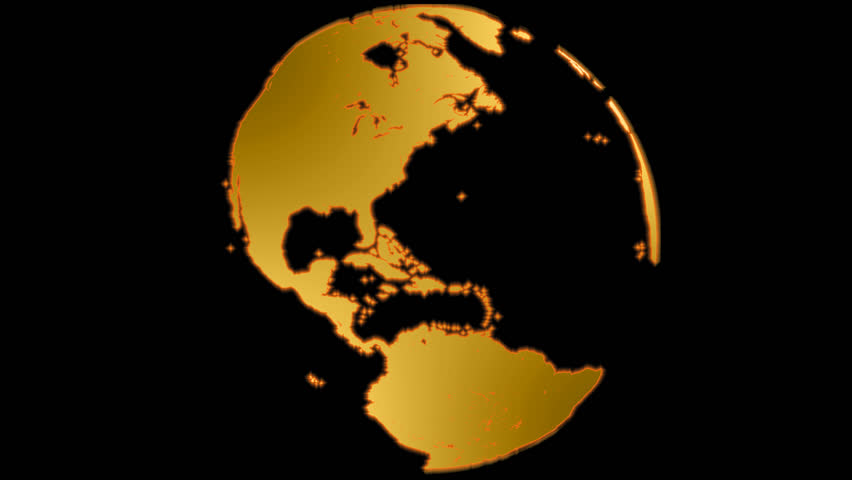Stock video of animated gold globe spinning, alpha included, | 367024 ...