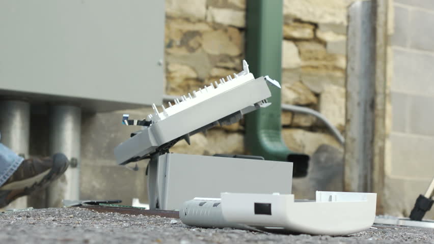 Printer Destruction An Office Printer Smashed Into Pieces. Stock ...