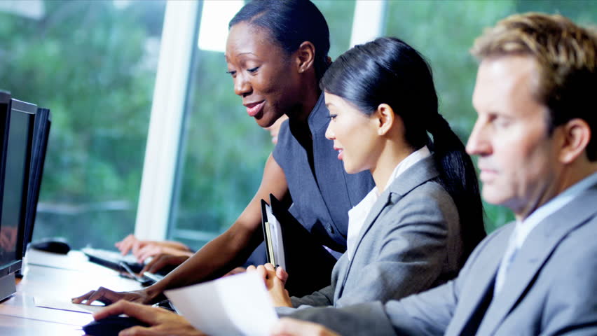 Female Asian Chinese Sales Manager Giving Multi Ethnic Team Latest ...