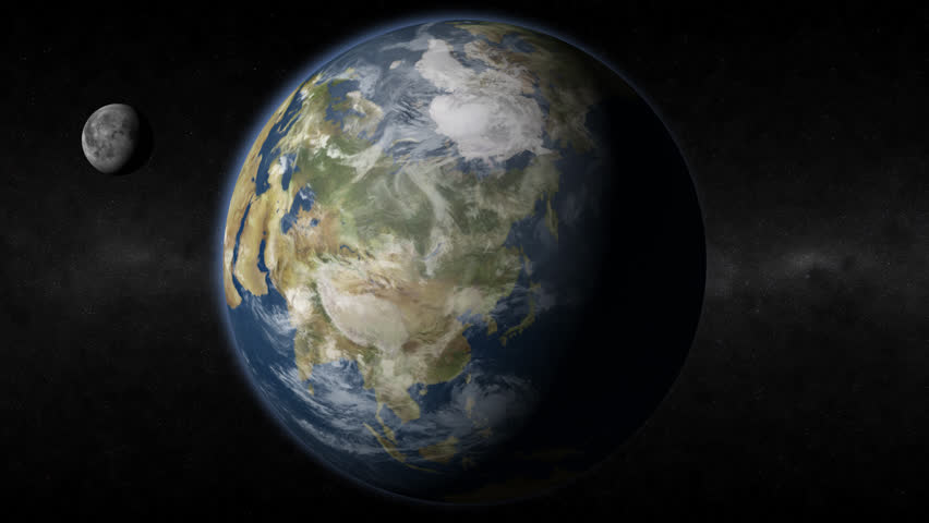 This HD Realistic Earth Revolves Slowly Showing Australia And The Moon ...