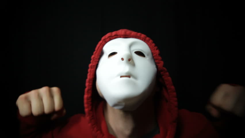 Stock video of crazy horror masked man over dark | 3954884 | Shutterstock