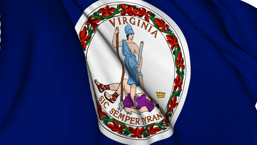 US State Flag Of Virginia Gently Waving In The Wind. Seamless Loop With ...