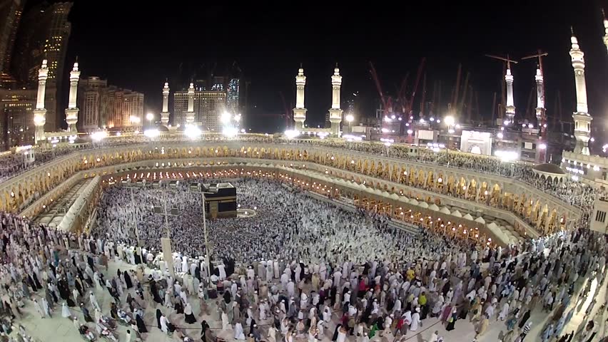 Stock video of pilgrims doing the tawaf(circling) around kaaba ...