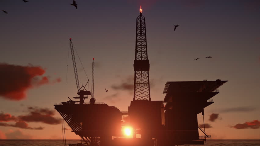 Oil Rig in Ocean, Close Stock Footage Video (100% Royalty-free) 4374674 ...