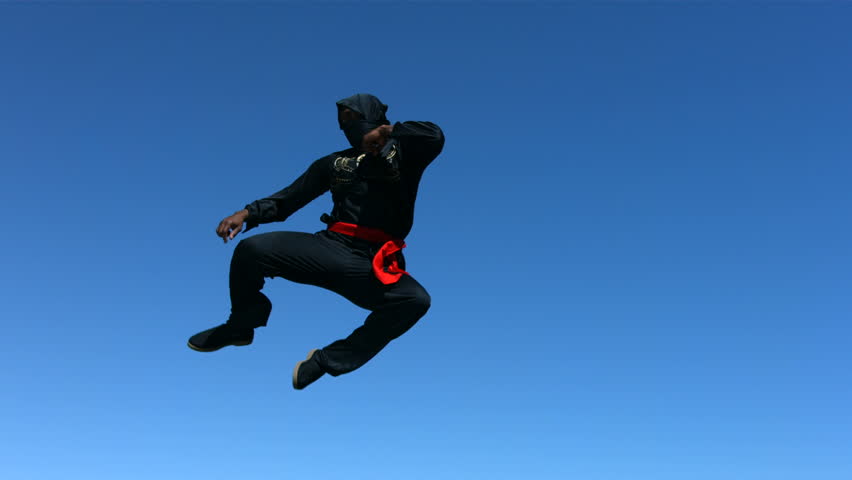 Stock video of ninja jumps in air, slow motion | 4578554 | Shutterstock
