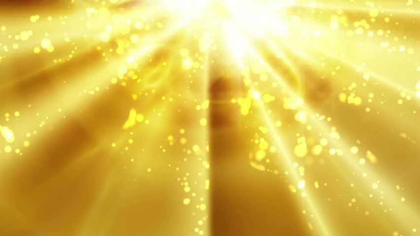 Holy Light Shining From Above On A Golden Background With Dust ...