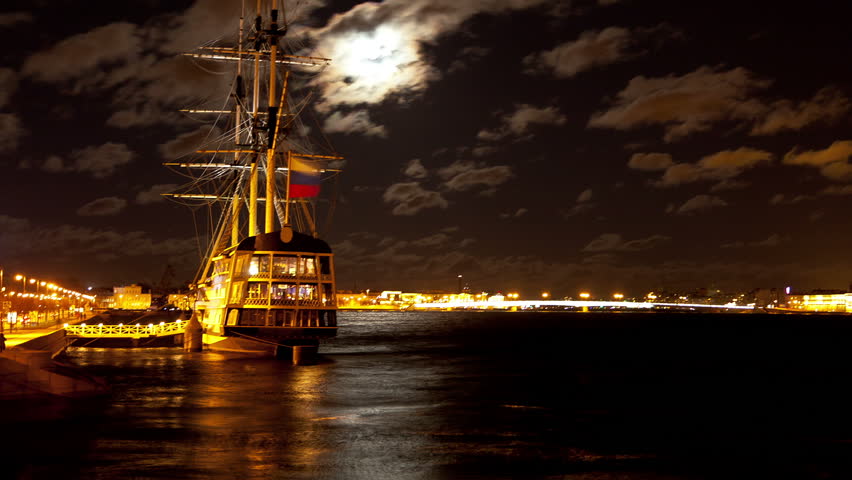 Stock video of sailing ship. moon. time-lapse | 5098754 | Shutterstock