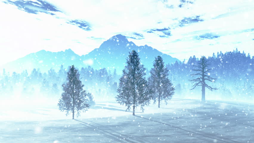 Winter Snow Landscape. High Quality Full CG Animation Showing Hills ...