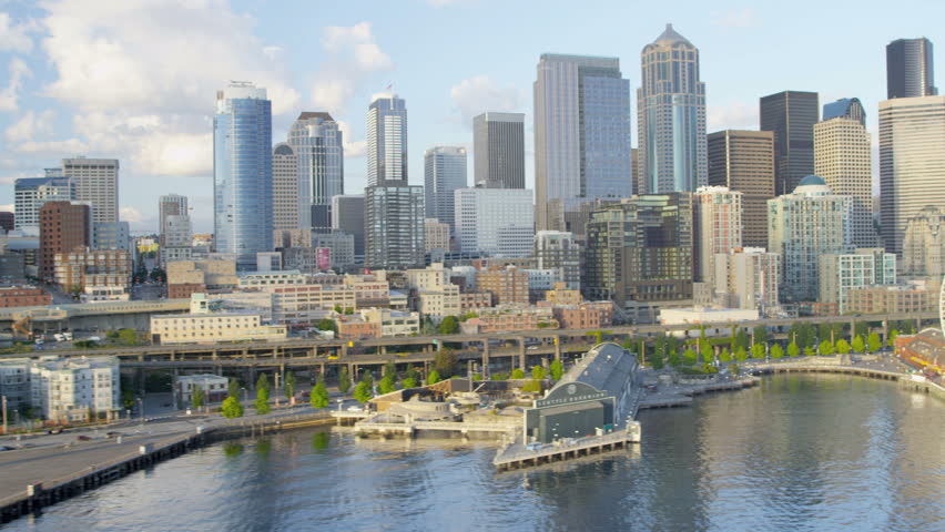 Aerial Coastal View Waterfront Park Downtown Seattle The Columbia ...