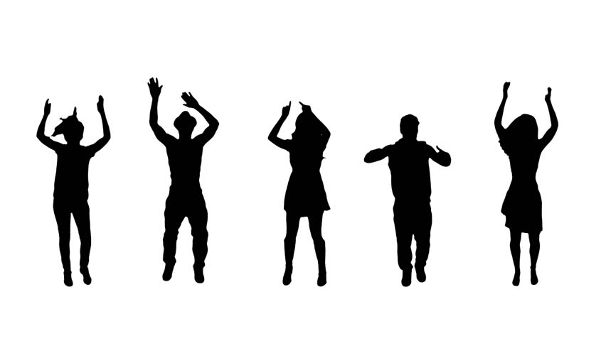 Vidéo de stock de clapping and cheering full length silhouettes ...