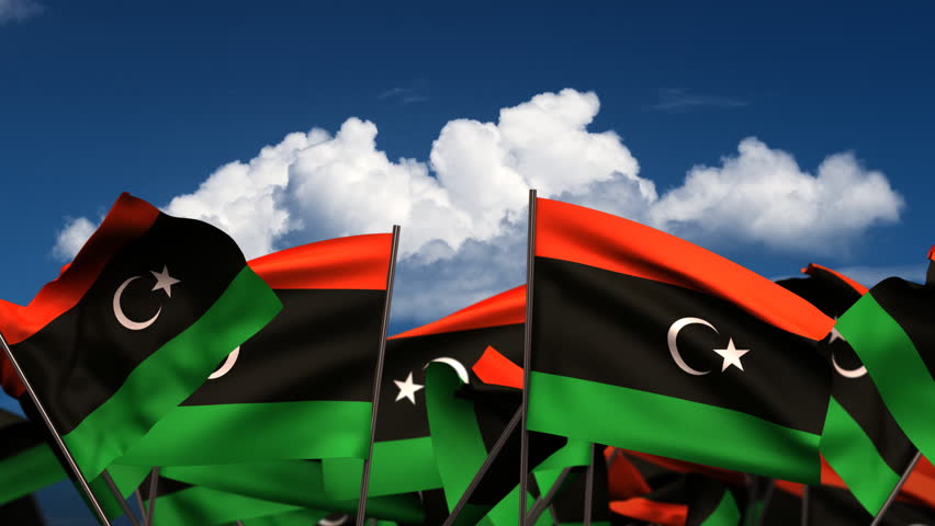Waving Libyan Flags (seamless Alpha Stock Footage Video (100% Royalty ...