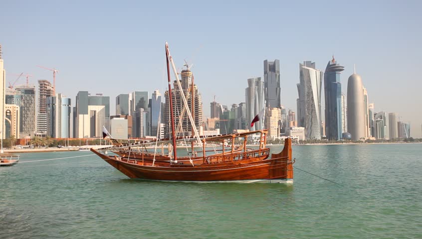 Stock Video Clip of Traditional arabic dhow in Doha. Qatar, Middle ...