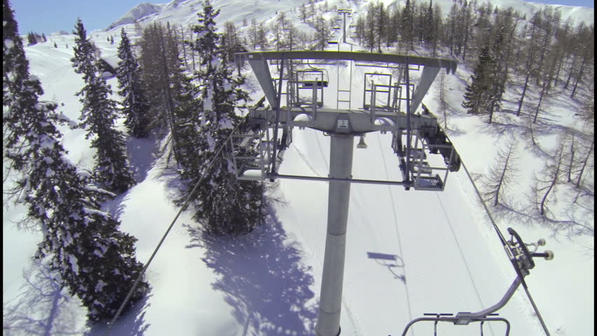 The Ski Lift Operates At The Ski Resort Inside The Station. Close-up ...