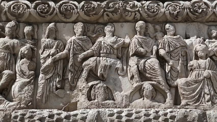 Bas-relief On The Ancient Arch Of Galerius In Thessaloniki, Greece. The ...