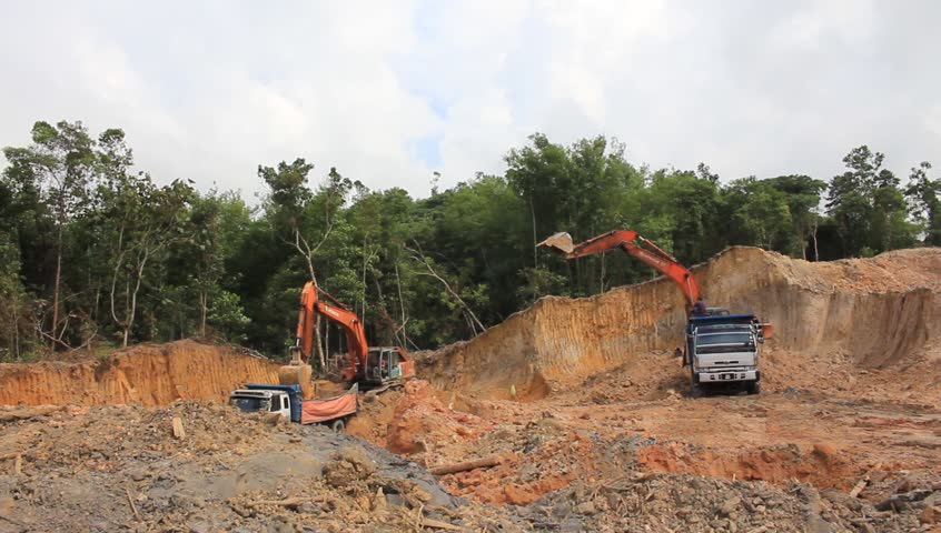 KUCHING, MALAYSIA - MAY 25 2015: Deforestation. HD Video Of Tropical ...